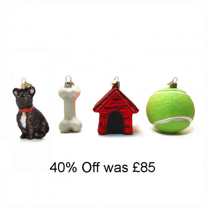 Little French Bulldog Set | Bombki Christmas Baubles Online